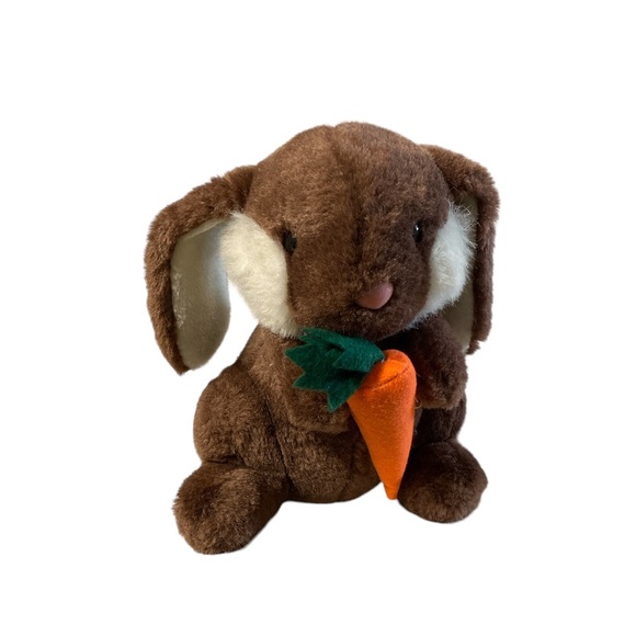 Toys | Vintage Bunny Plush With Carrot Easter Stuffed Animal Brown ...